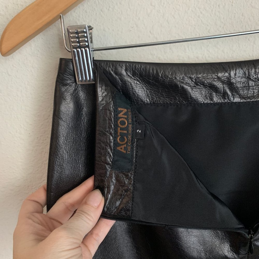 Vintage Acton Hide House Black Leather Skirt - Gem